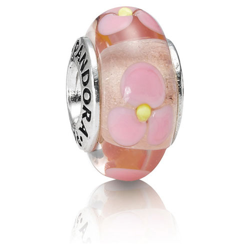 Retired Pandora Pink Flowers Charm Murano Glass Charms 790619 Authorized Online Retailer