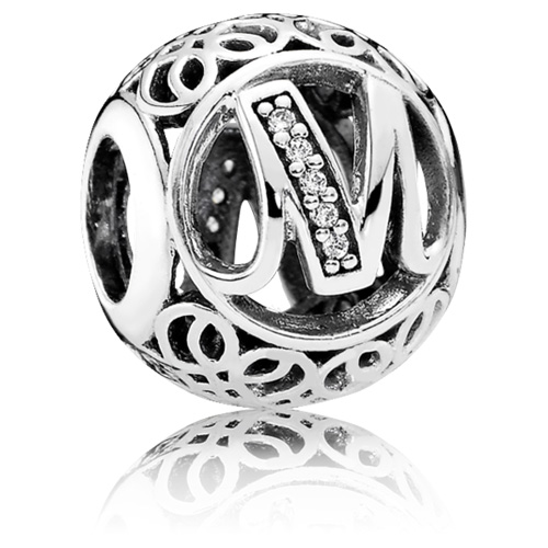 Retired Pandora Vintage Letter M Charm with Clear Zirconia :: Alphabet ...