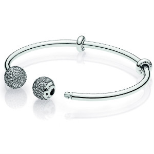 Pandora Open Bangle Charm Bracelet with Clear Zirconia :: Pandora ...