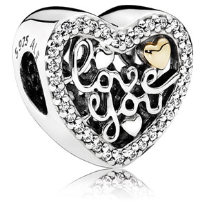 Retired Pandora Love and Hugs Charm :: 14K Gold & Sterling Silver ...